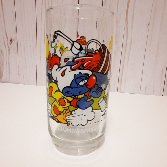 Smurfs | Dining | Vintage 983 Clumsy Smurf Smurf Glass | Poshmark
